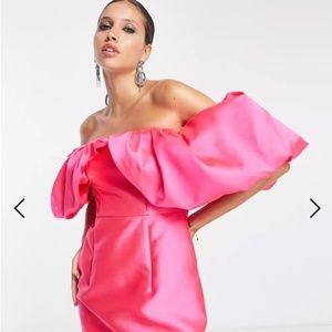 ASOS | Dresses | Asos Edition Volume Sleeve Satin Mini Dress In Hot ...